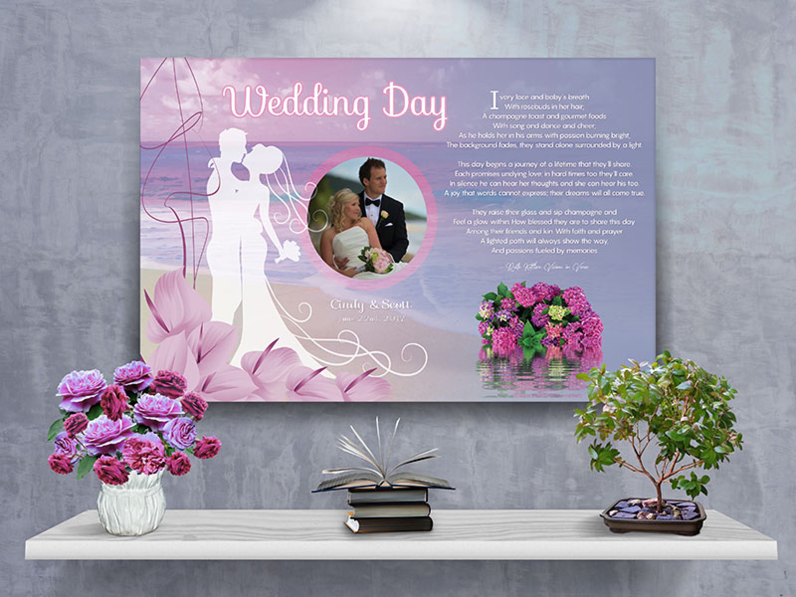 Original Beach Art Poem Personalized Wedding Gift