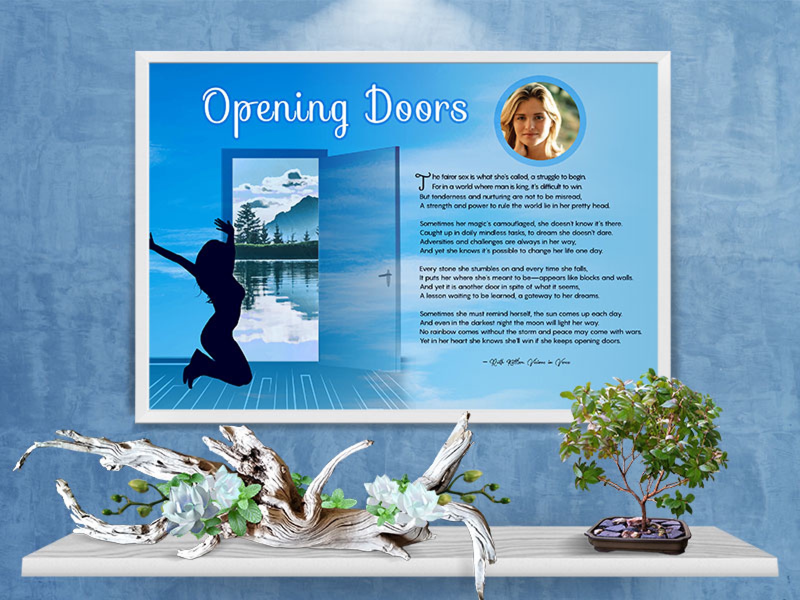 Opening Doors Blue Sky Art Poem Personalized Inspirational Gift