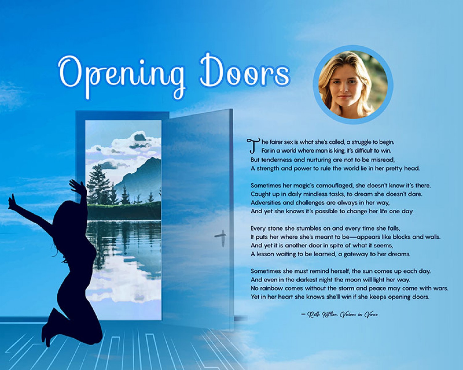 Opening Doors Blue Sky Art Poem Personalized Inspirational Gift